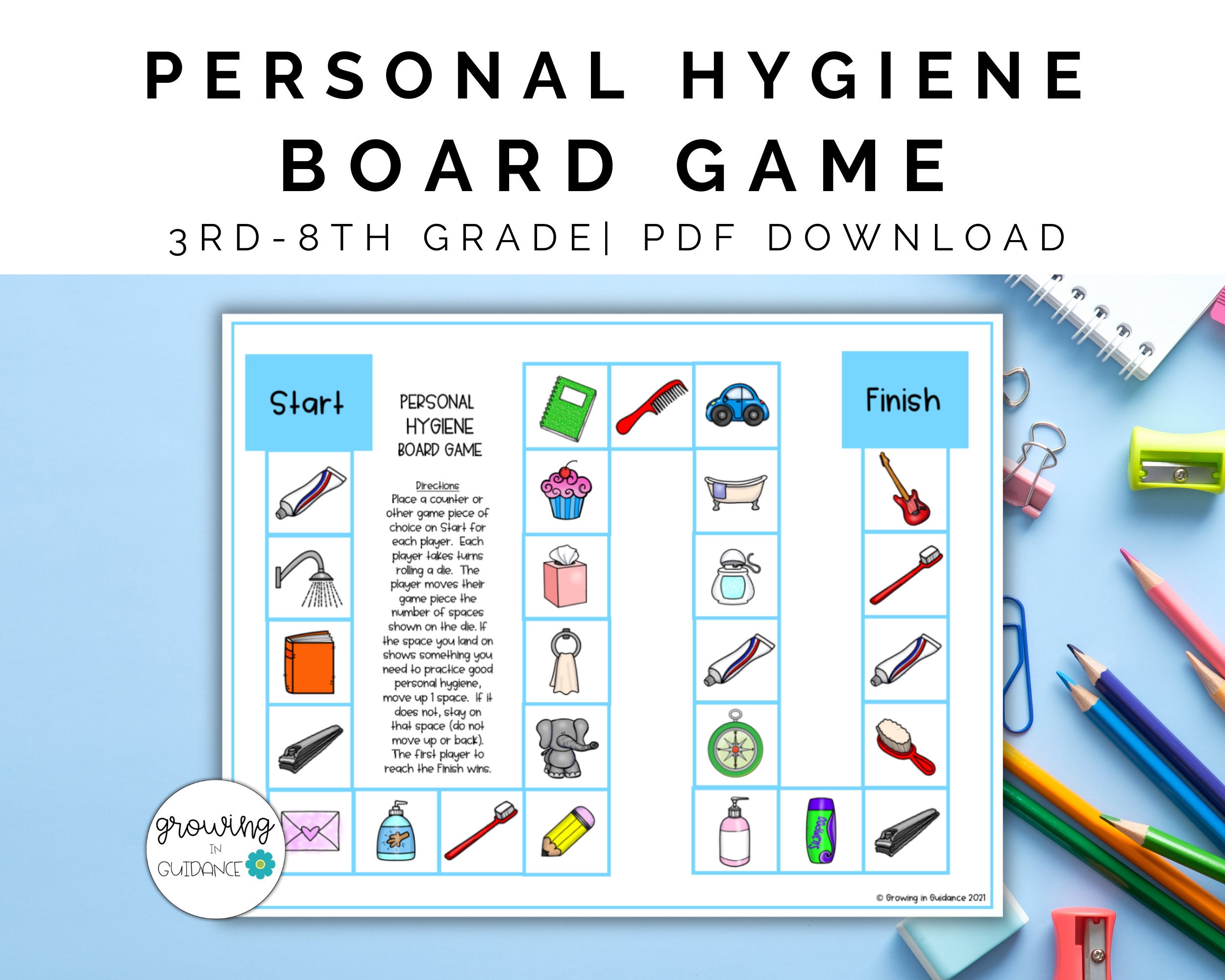 Personal Hygiene Board Game Prek-2nd Grade | Life Skills Game | No Prep ...