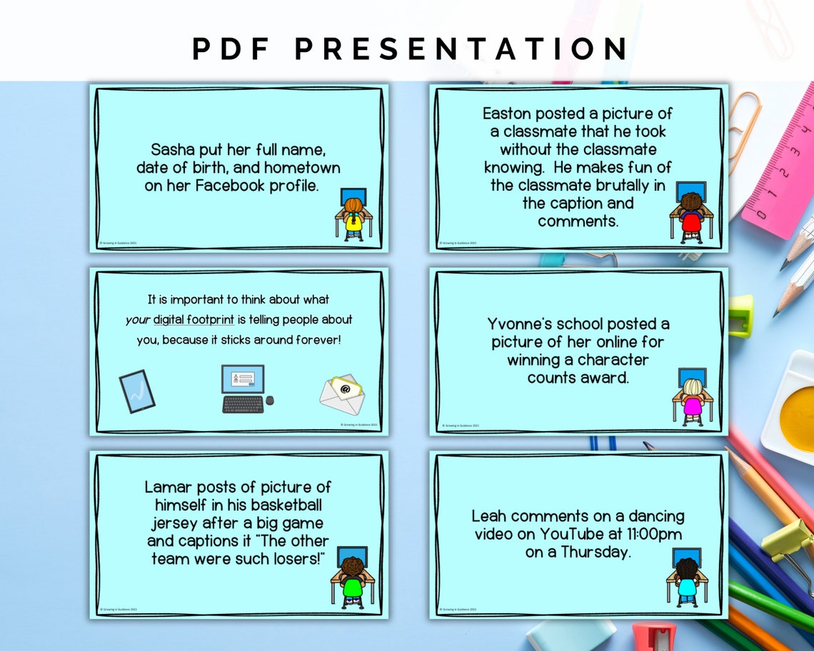Digital Footprint Cyber Safety Lesson & Presentation: 3rd-8th Grade ...