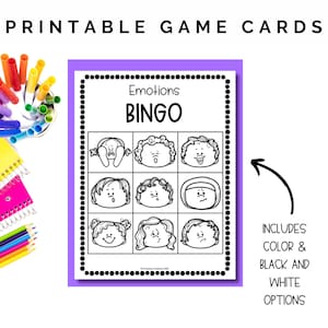 Emotions BINGO Prek-2nd Grade SEL Game School Counseling and Homeschool ...