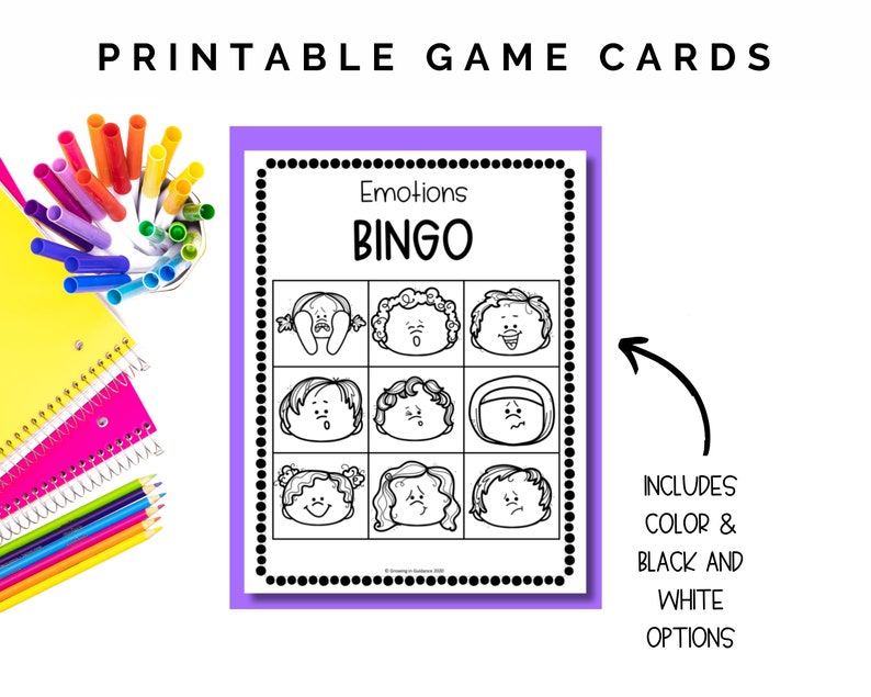 Emotions BINGO Prek-2nd Grade SEL Game School Counseling and Homeschool ...