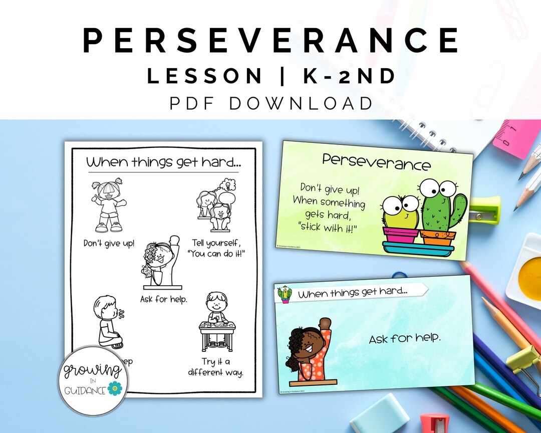 Perseverance Lesson & Presentation K-2nd Grade | No Prep Character ...
