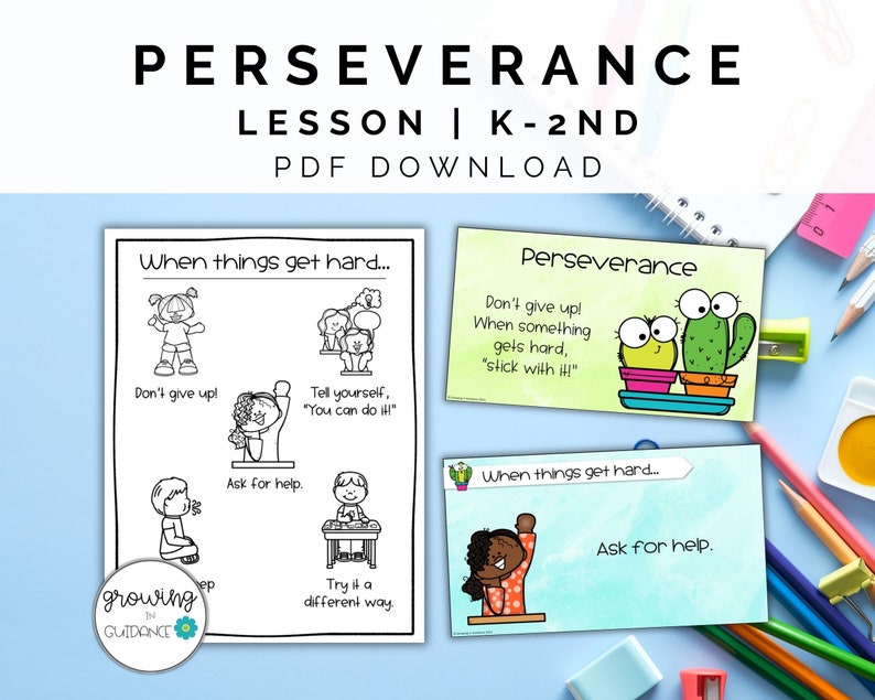 Perseverance Lesson & Presentation K-2nd Grade | No Prep Character ...