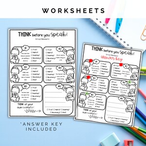 THINK Before You Speak Lesson and Presentation 3rd-5th Grade Kindness ...