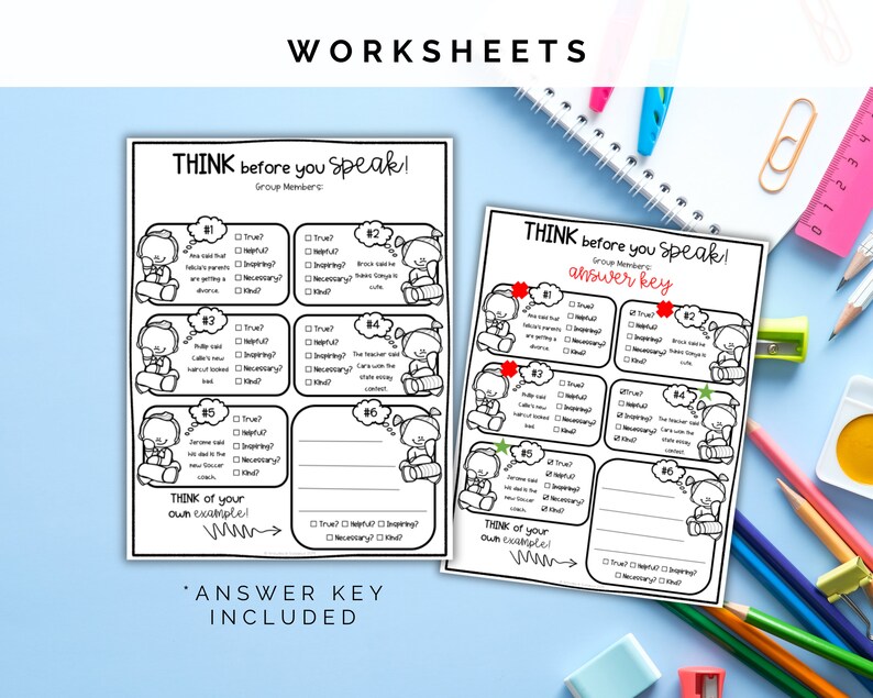 THINK Before You Speak Lesson and Presentation 3rd-5th Grade Kindness SEL Social Skills Gossip ...