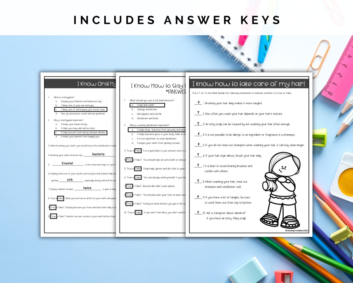 Personal Hygiene Workbook: Elementary School Health Activity (digital ...