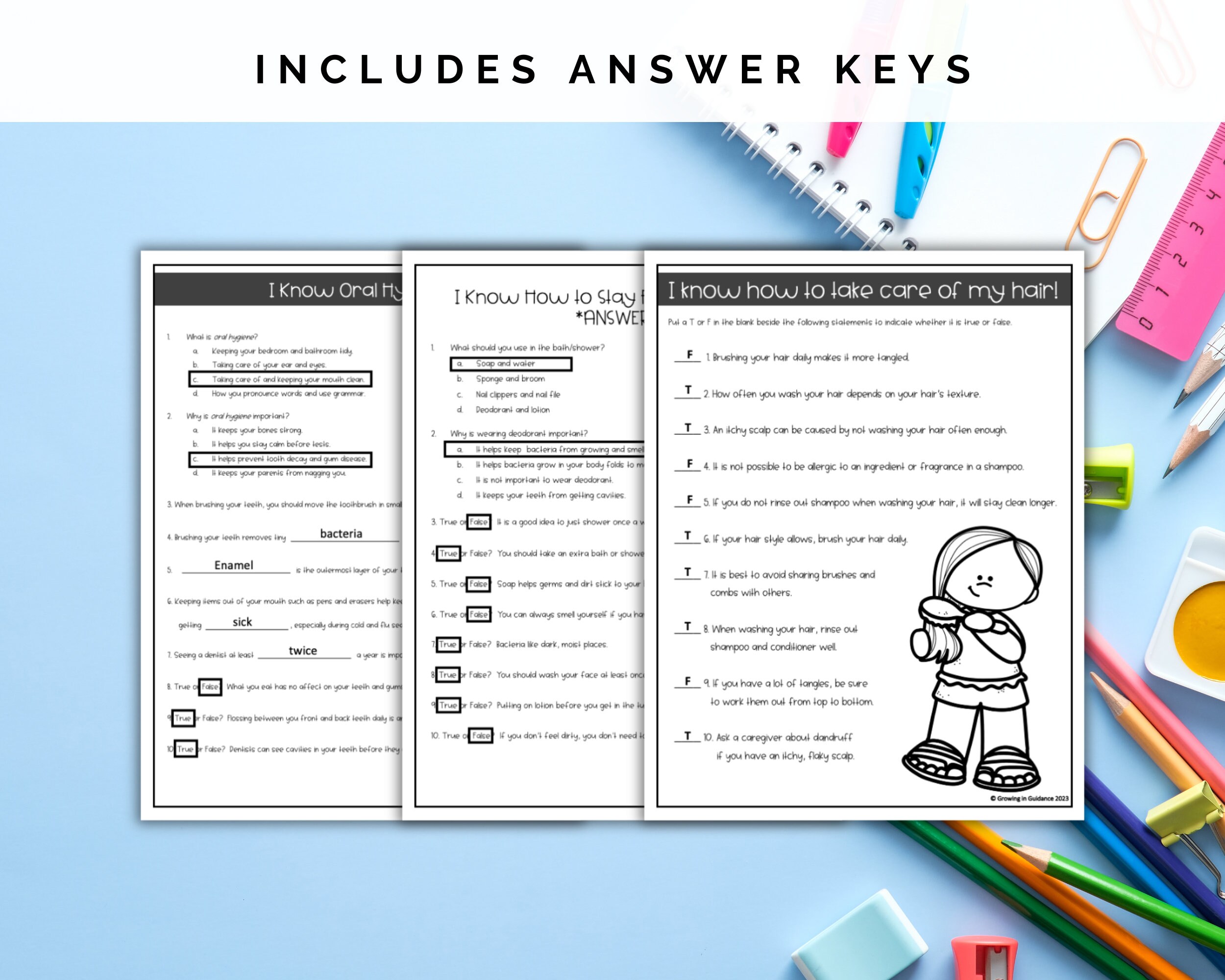 Personal Hygiene Workbook: Elementary School Health Activity (digital ...