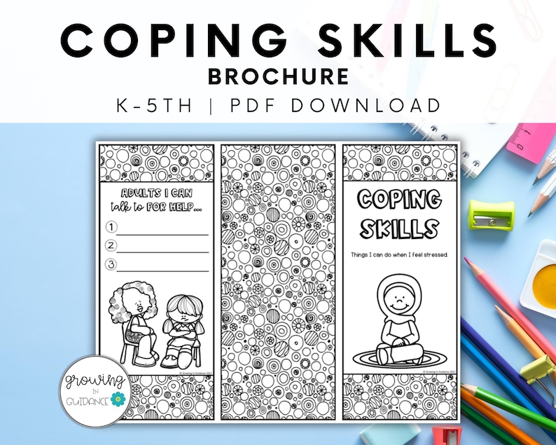 Coping Skills Brochure K-5th Grade Elementary Printable Stress ...