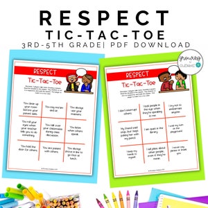 Respect Tic-tac-toe Game 3rd-5th Grade Character School Counseling ...