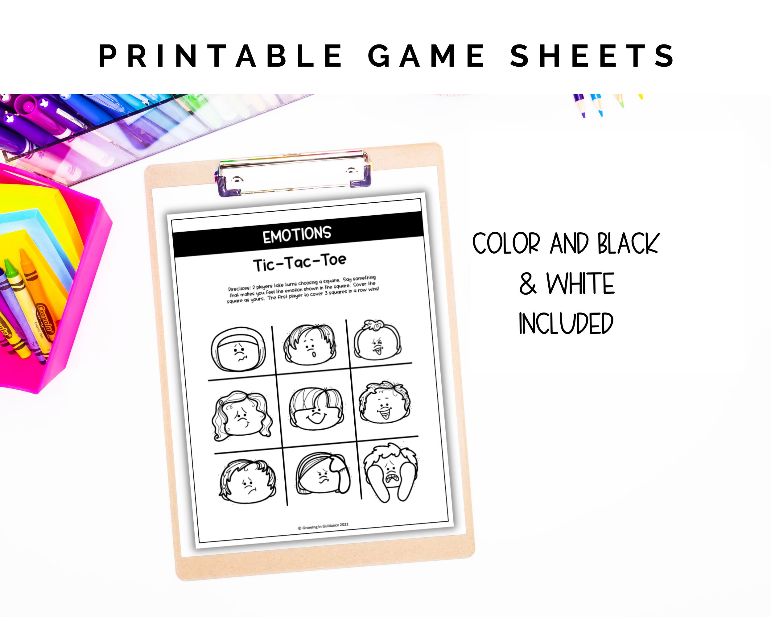 Emotions Tic-tac-toe Game K-5th Grade Elementary SEL Activity School ...