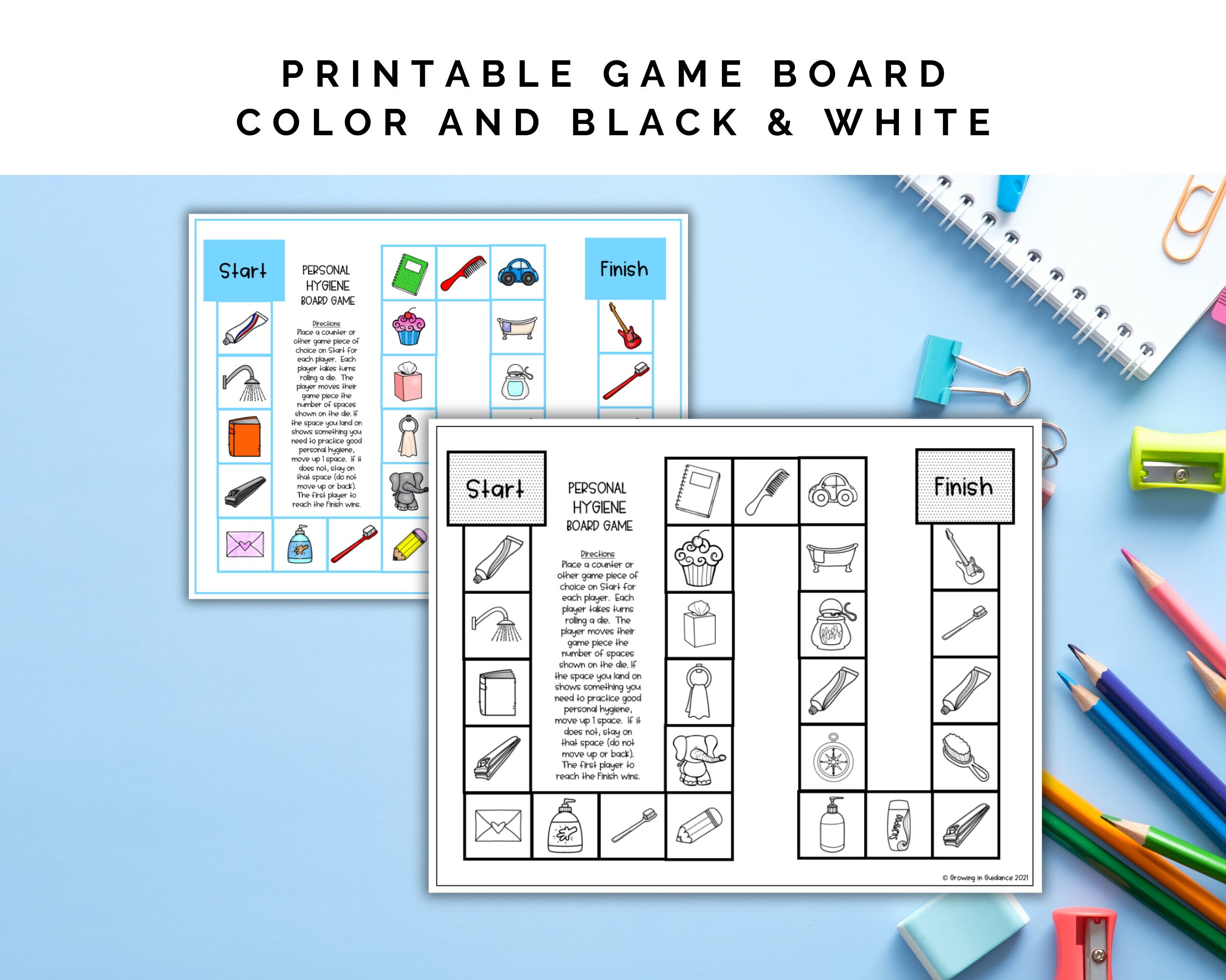 Hygiene Board Game: Prek-2nd Grade Life Skills Activity (digital ...