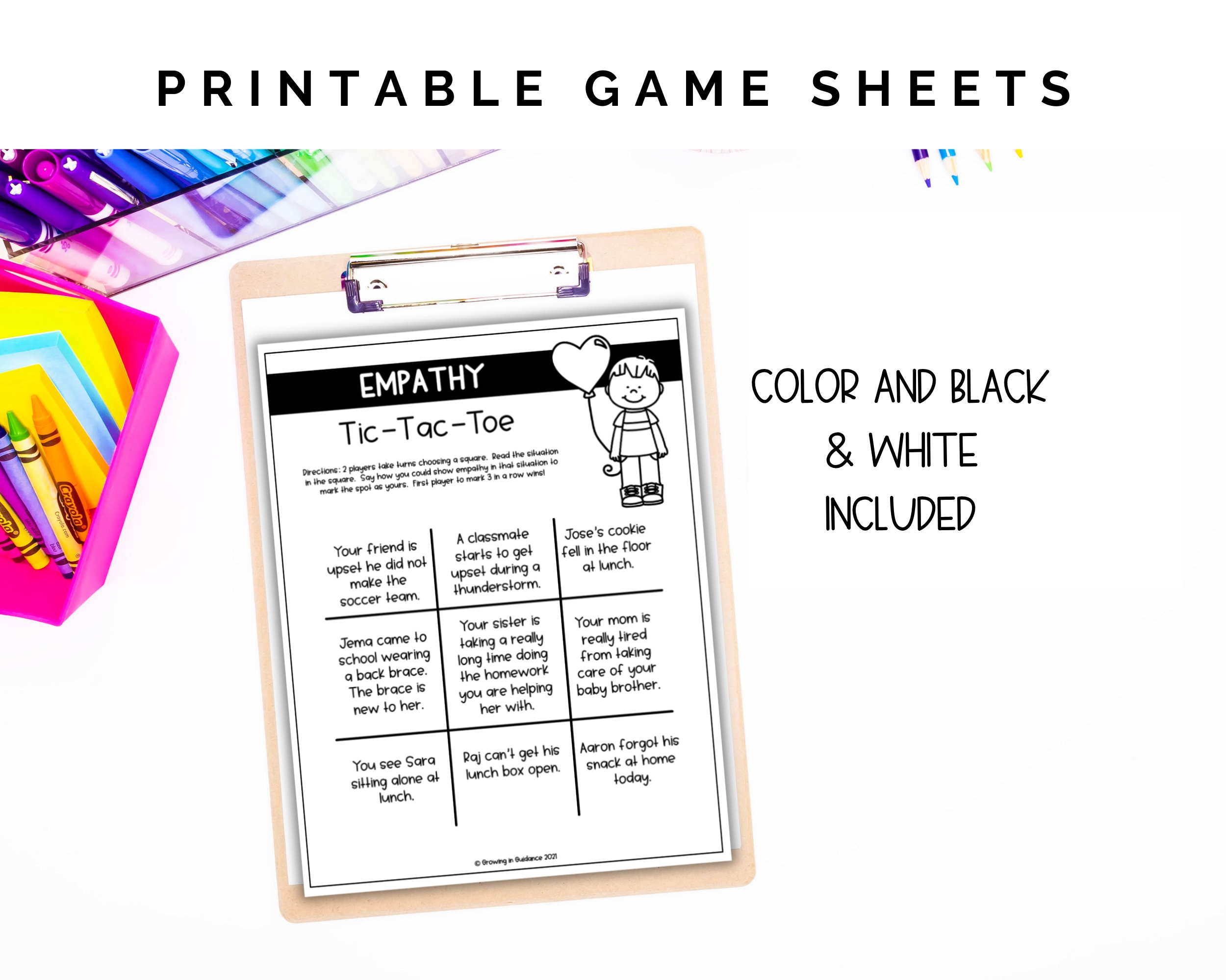 Empathy Tic-tac-toe Game 3rd-5th Grade Elementary Kindness Activity ...