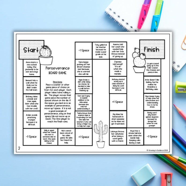 Perseverance Board Game: Growth Mindset Activity (PDF Download) - Etsy