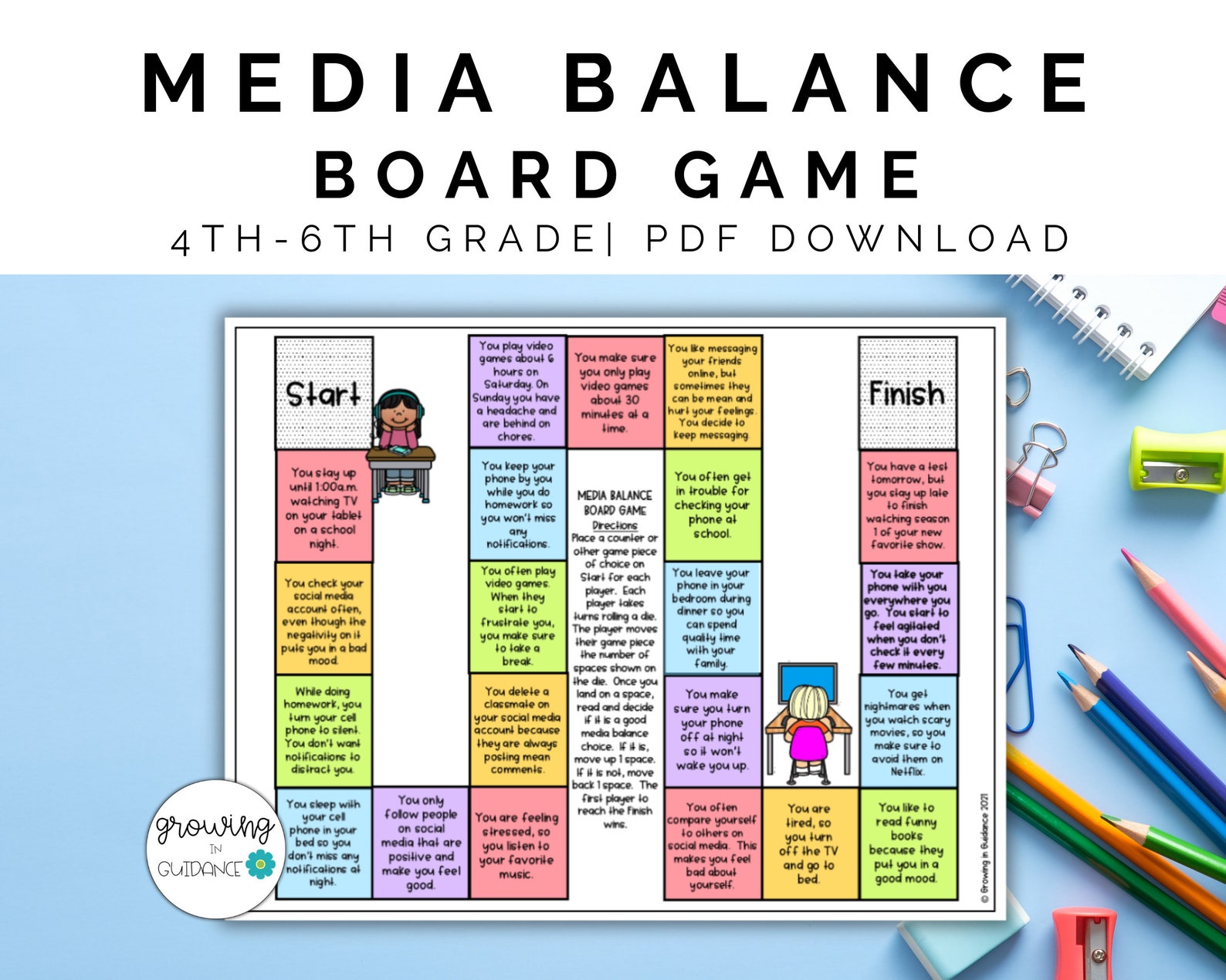 Media Balance Board Game: Health & Wellness Activity (printable) - Etsy