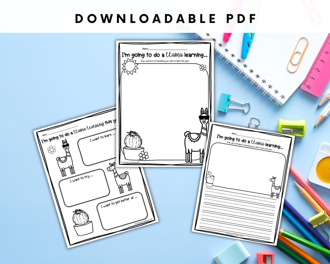 Llama Back to School Activity Pack: Prek-2nd Grade Goal Setting ...