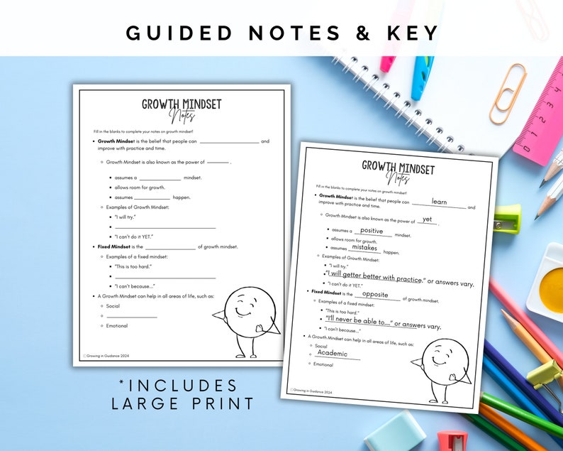 Back to School Growth Mindset Lesson Middle School High School No Prep ...