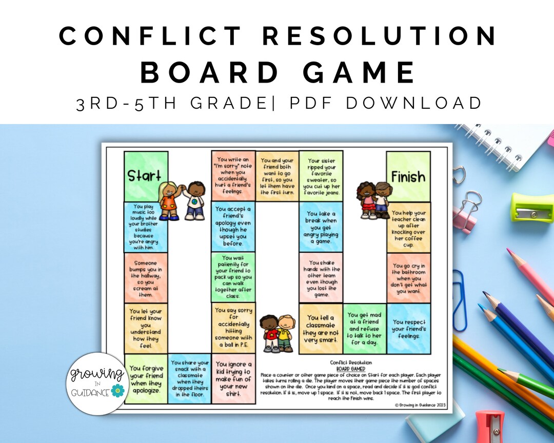 Conflict Resolution Board Game 3rd-5th Grade School Counseling and ...