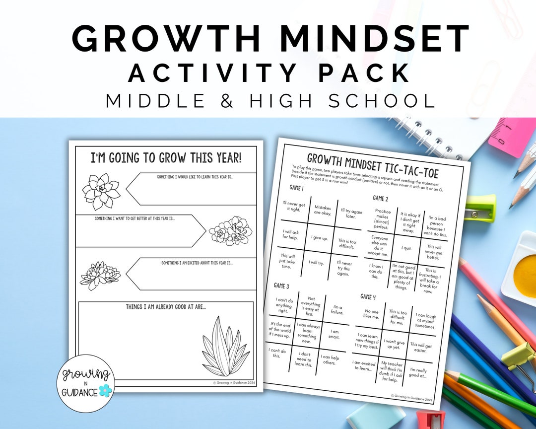 Growth Mindset Activity Pack: Middle & High School Worksheets (digital ...