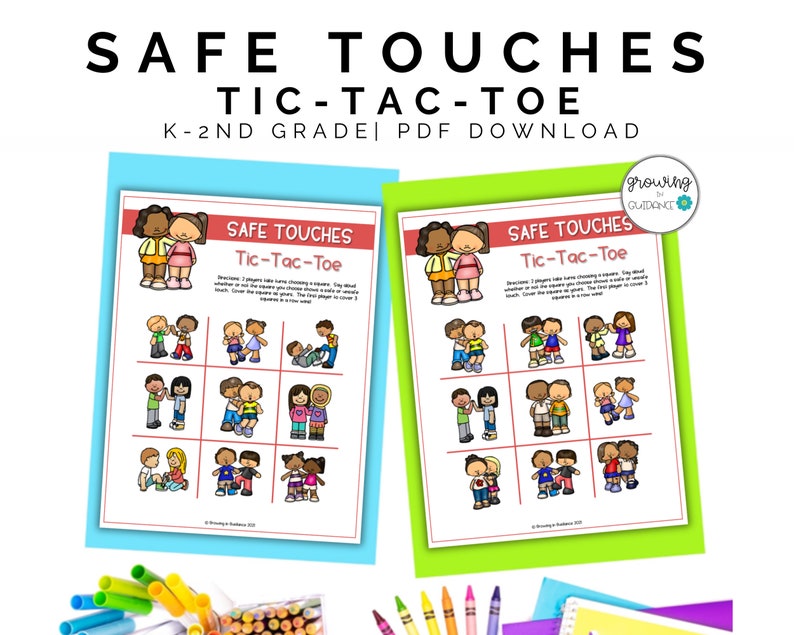 Safe Touches Tic-tac-toe Game K-2nd Grade Personal Safety Activity ...