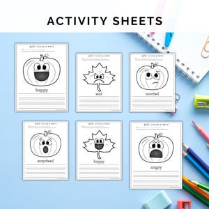 Fall Emotions Activity Sheets K-2nd | Autumn SEL School Counseling ...