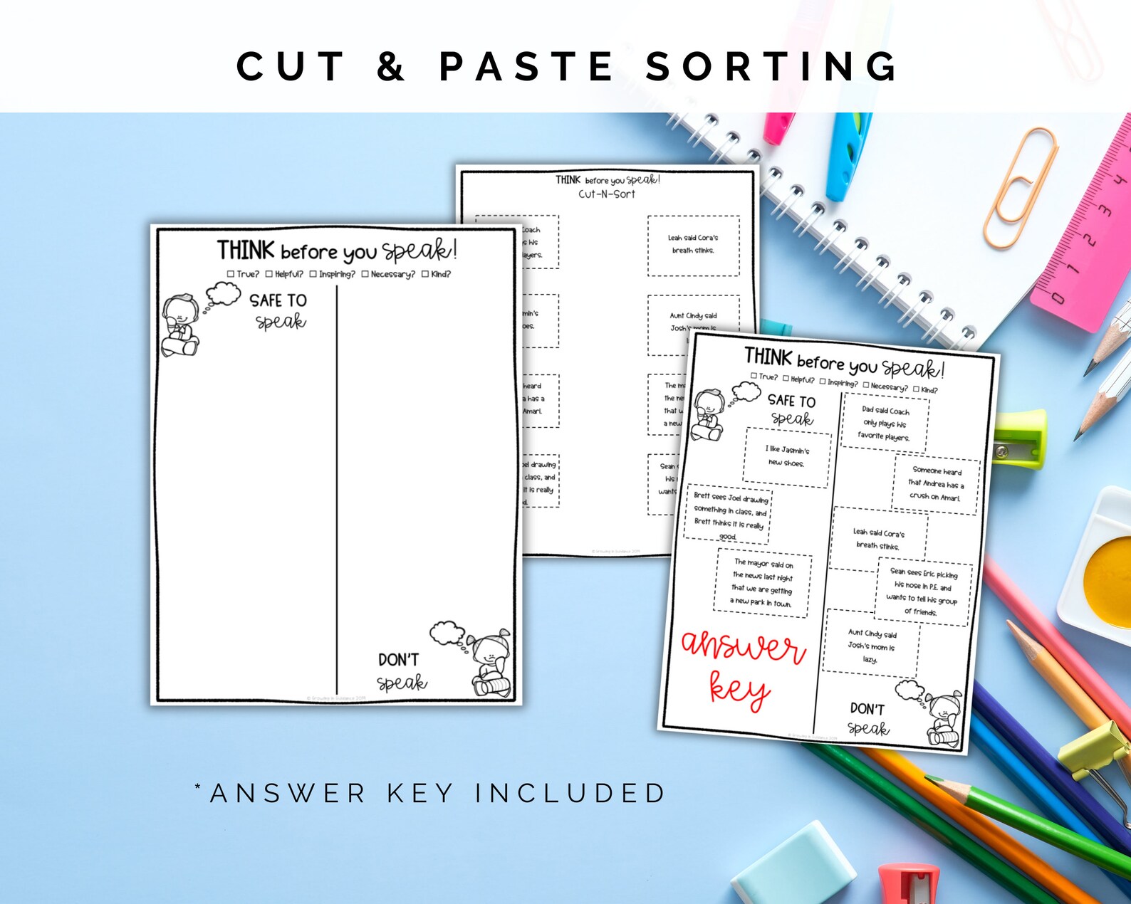 THINK Before You Speak Lesson and Presentation 3rd-5th Grade Kindness ...