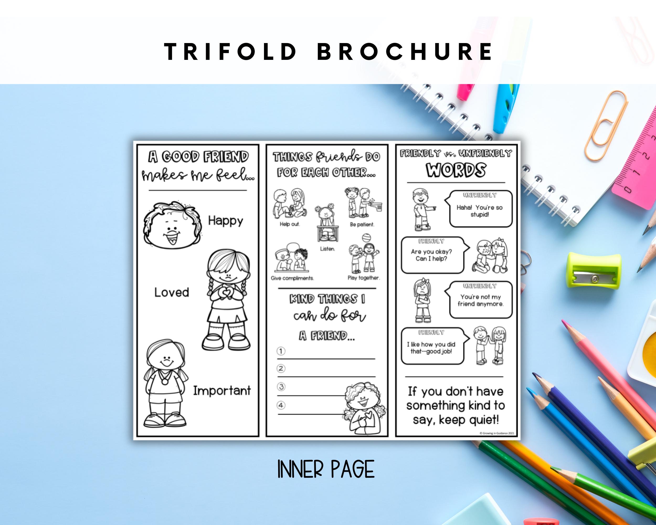 Friendship Brochure 2nd-5th Positive Relationships Social Skills ...