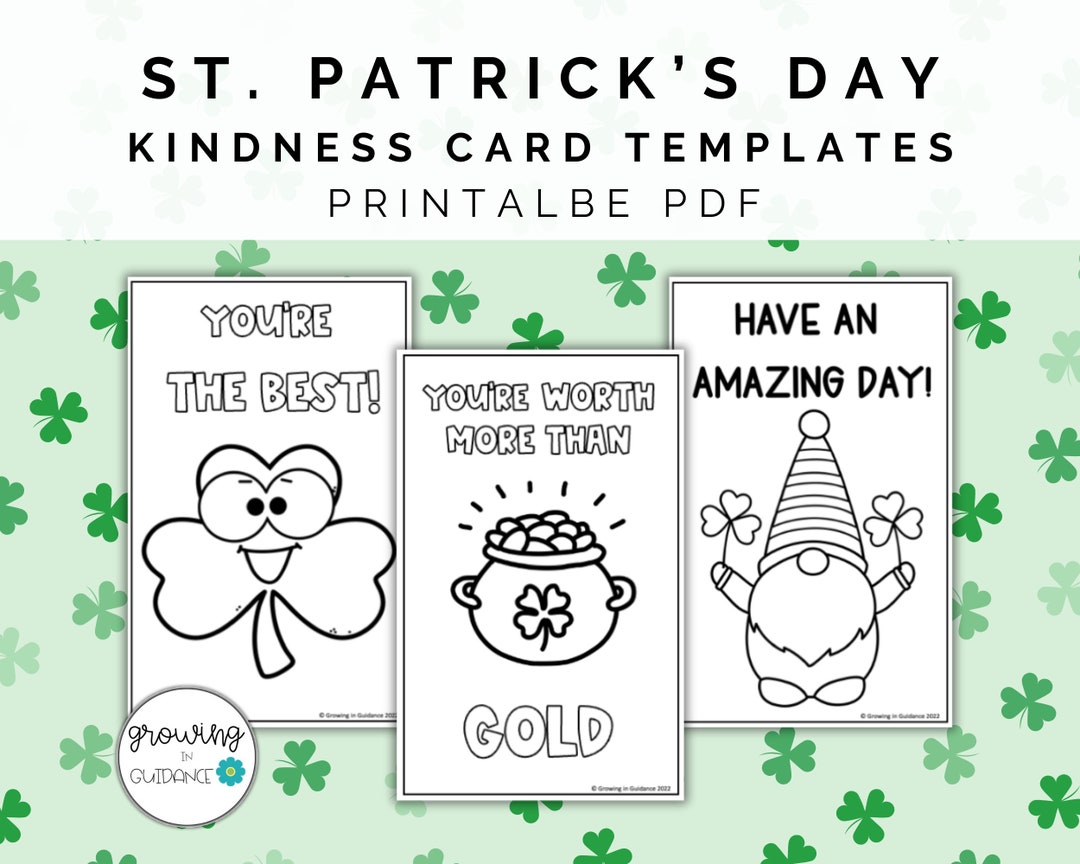 St. Patrick's Day Kindness Card Templates: K-5 Activity (digital ...