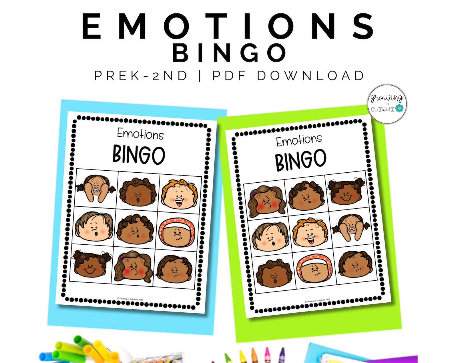 Emotions BINGO Prek-2nd Grade SEL Game | School Counseling and ...