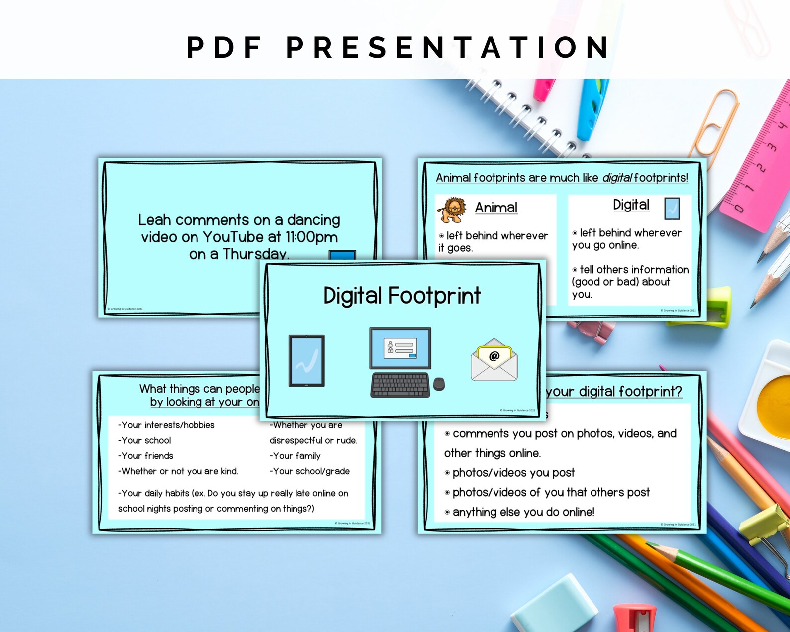 Digital Footprint Cyber Safety Lesson & Presentation: 3rd-8th Grade ...