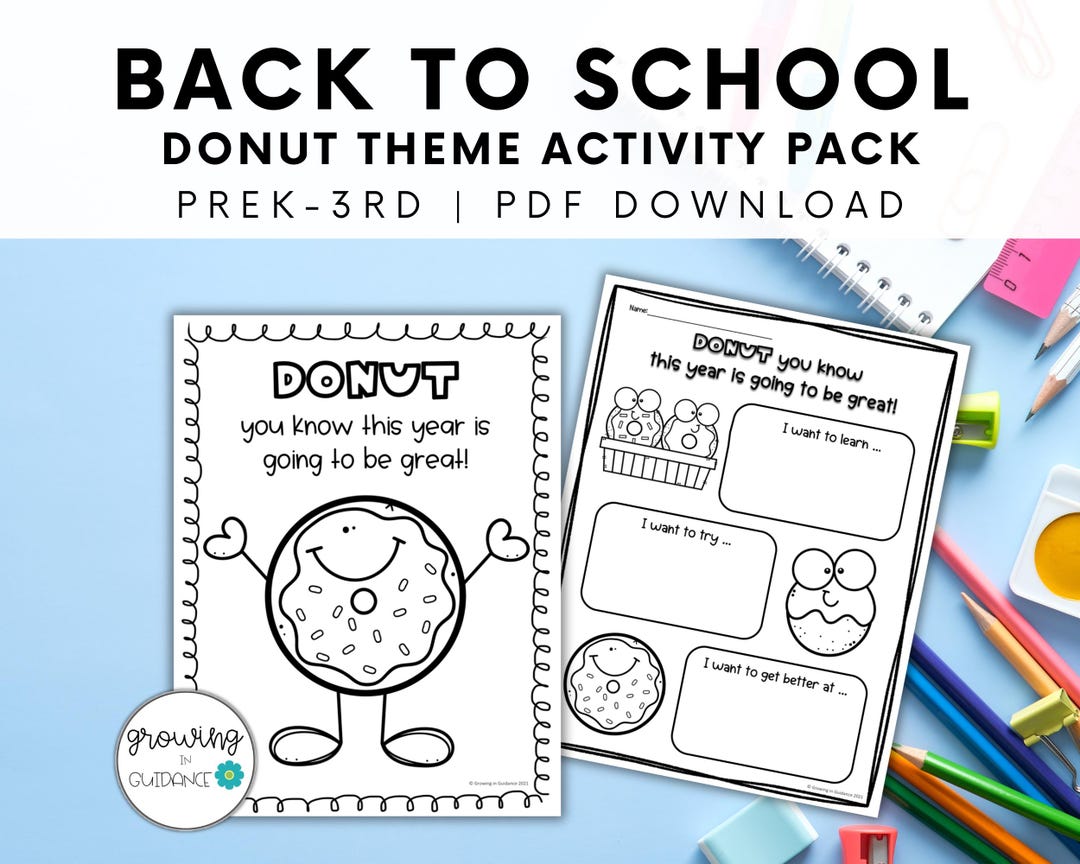 Back to School Donut Theme Activity Pack Prek 3rd Grade Growth Mindset ...