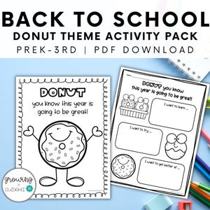 Donut Theme Back to School Activity Pack: Prek-3rd Grade (PDF Download ...