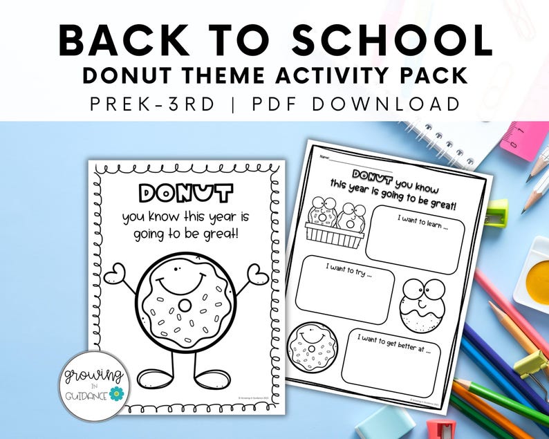Donut Theme Back to School Activity Pack: Prek-3rd Grade (PDF Download ...