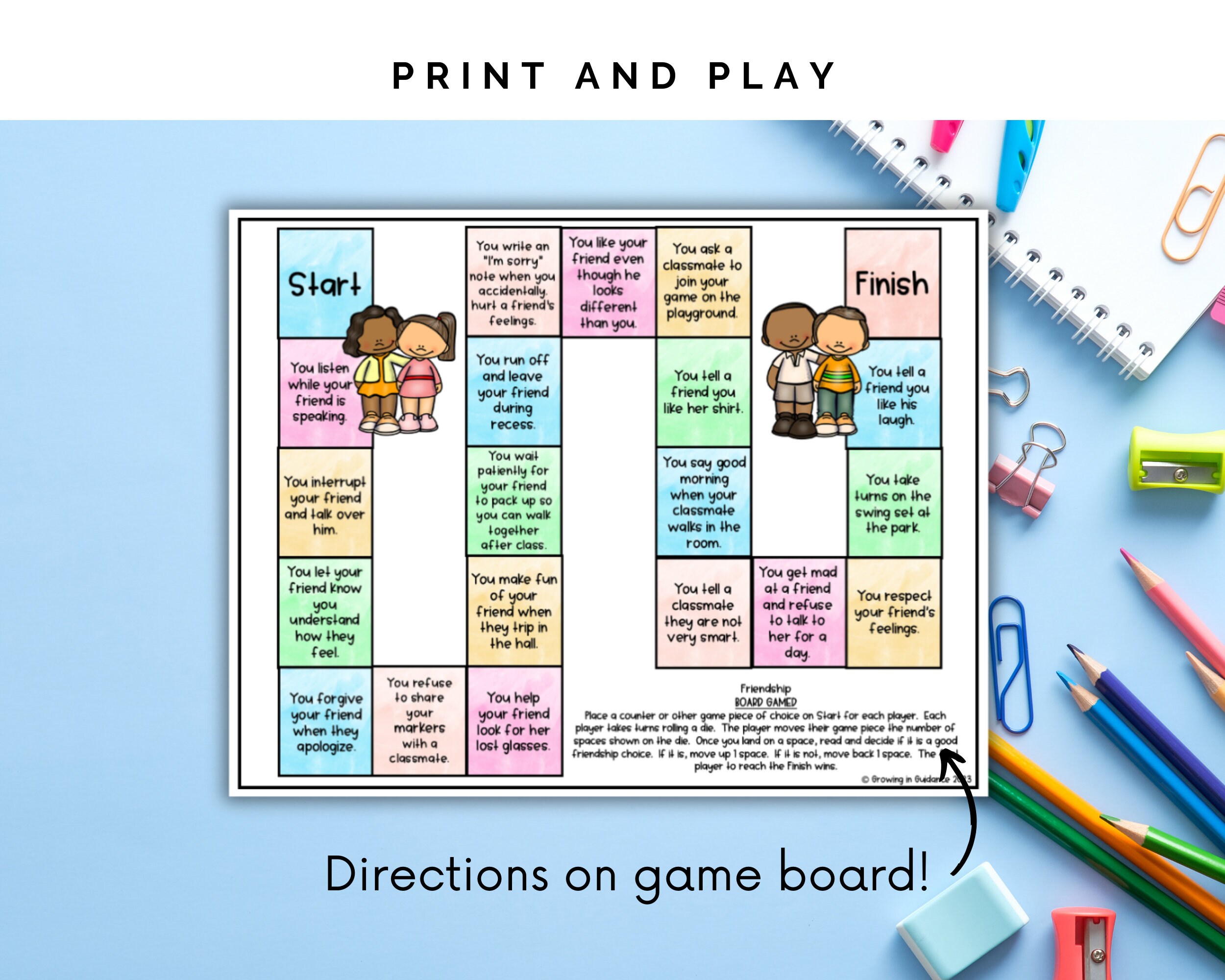 Friendship Behavior Board Game 2nd-5th Grade No Prep Elementary ...