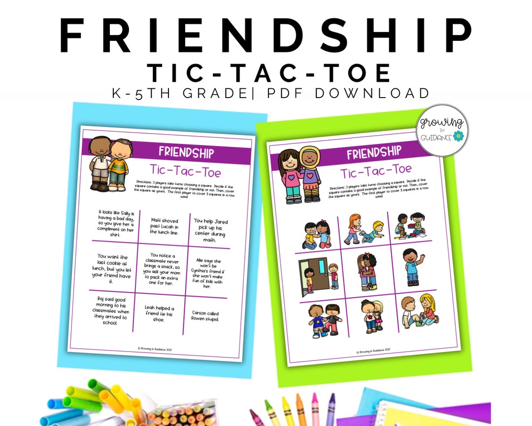 Friendship Tic-tac-toe Game K-5th Grade Elementary Social Skills ...
