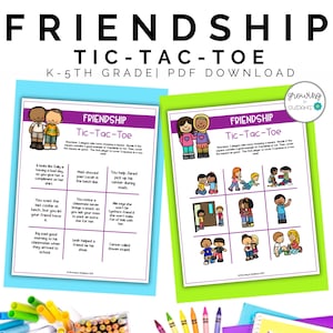 Friendship Tic-tac-toe Game K-5th Grade Elementary Social Skills ...