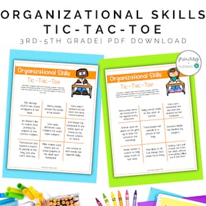 Organizational Skills Tic-tac-toe Game 3rd-5th Grade Elementary ...