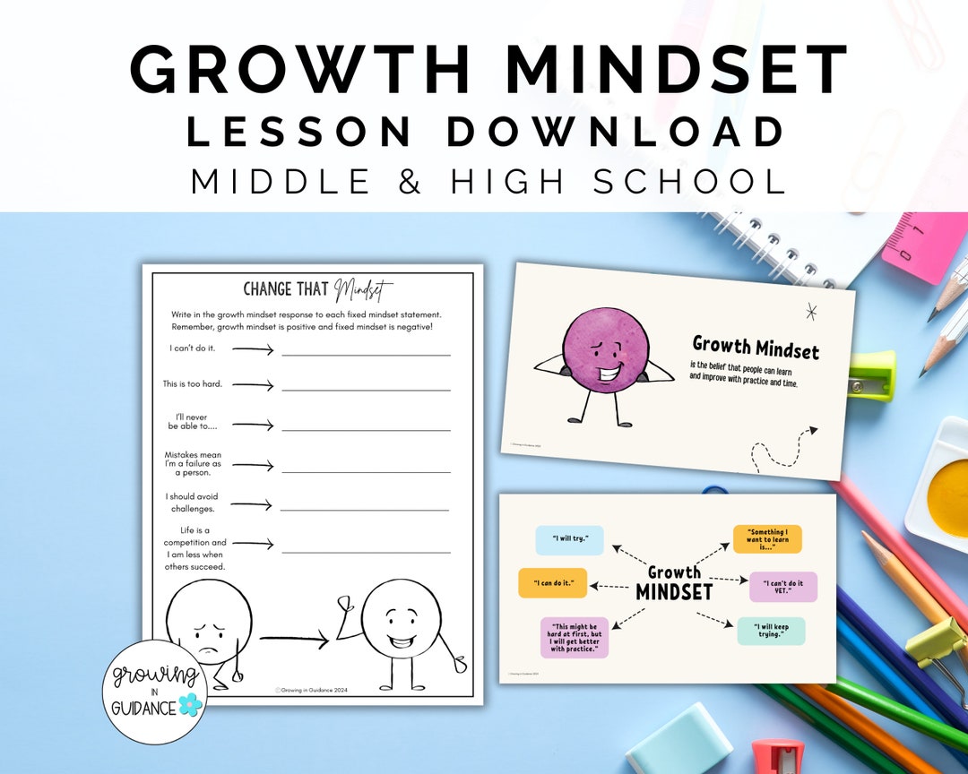 Back to School Growth Mindset Lesson Middle School High School No Prep ...