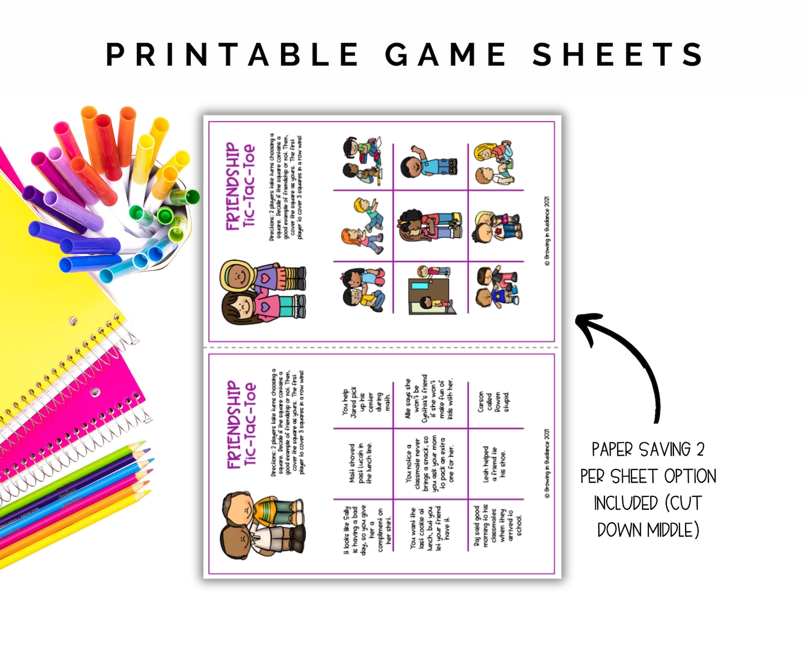 Friendship Tic-tac-toe Game K-5th Grade Elementary Social Skills ...