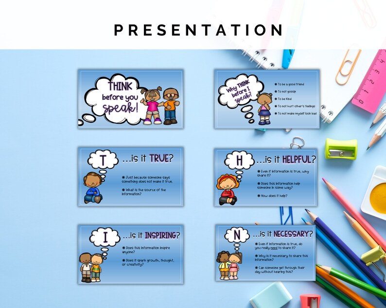 THINK Before You Speak Lesson and Presentation 3rd-5th Grade Kindness ...