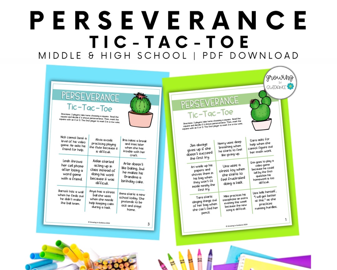 Perseverance Tic-tac-toe Game: Growth Mindset Activity (digital ...