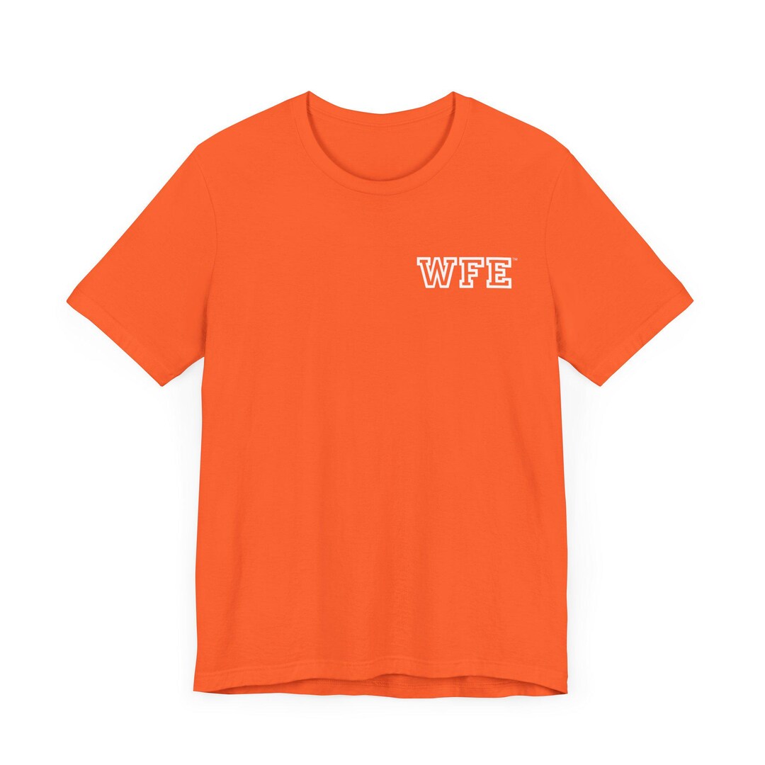 WFE Logo Front & Wing Logo Back Orange Bellacanvas Unisex Jersey Short ...