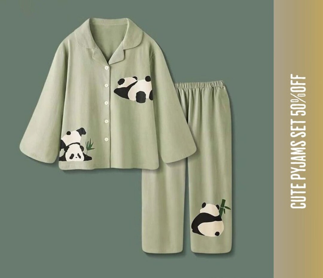 Panda Pyjama Set, Couple Matching Pyjama Set, Flannel Home Wear, Panda ...