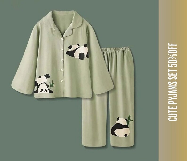 Panda Pyjama Set, Couple Matching Pyjama Set, Flannel Home Wear, Panda ...