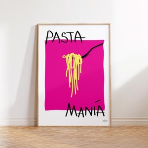 Pasta Mania, Pasta Poster, Spaghetti Wall Art, Con, Modern Kitchen ...