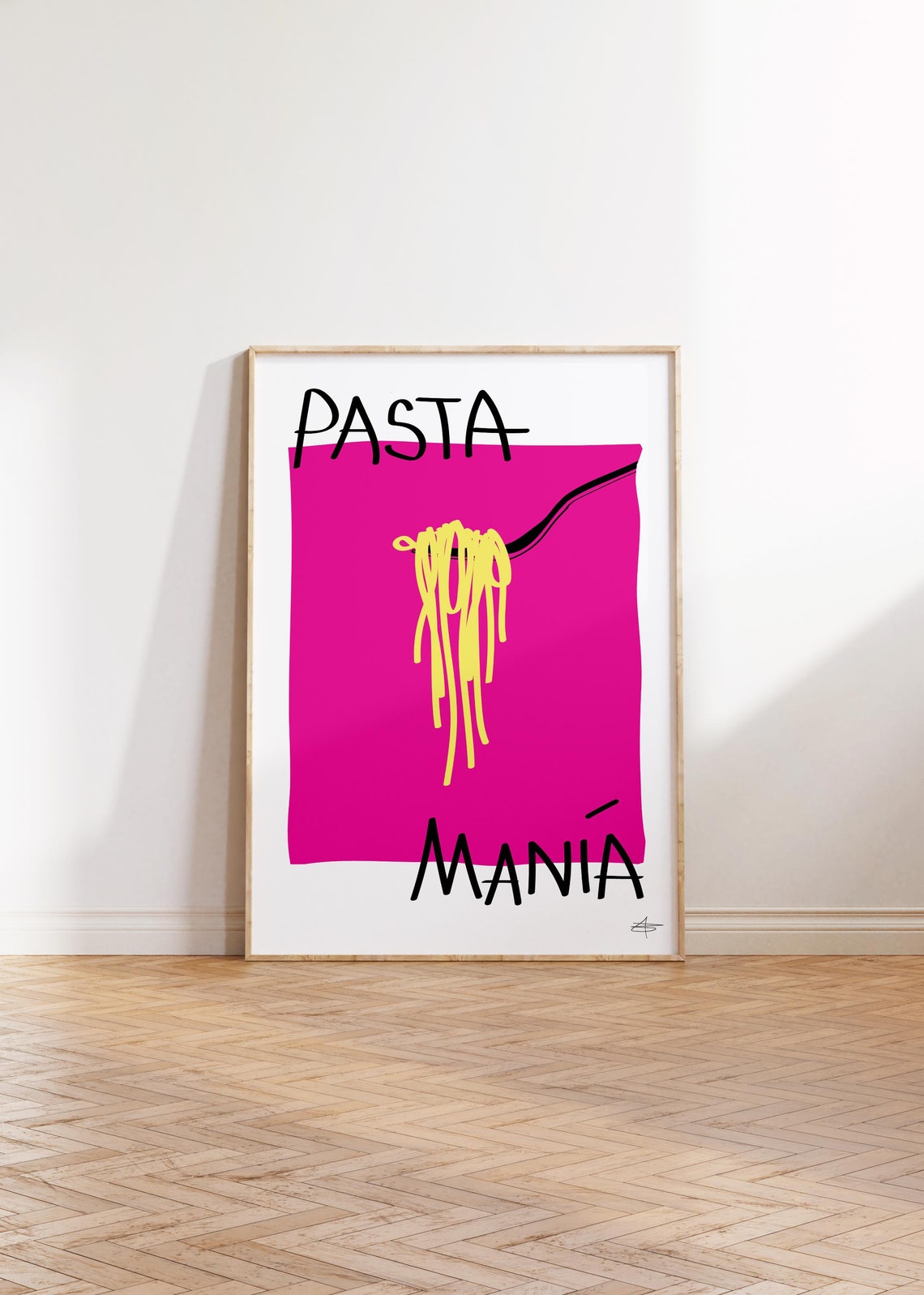 Pasta Mania, Pasta Poster, Spaghetti Wall Art, Con, Modern Kitchen ...
