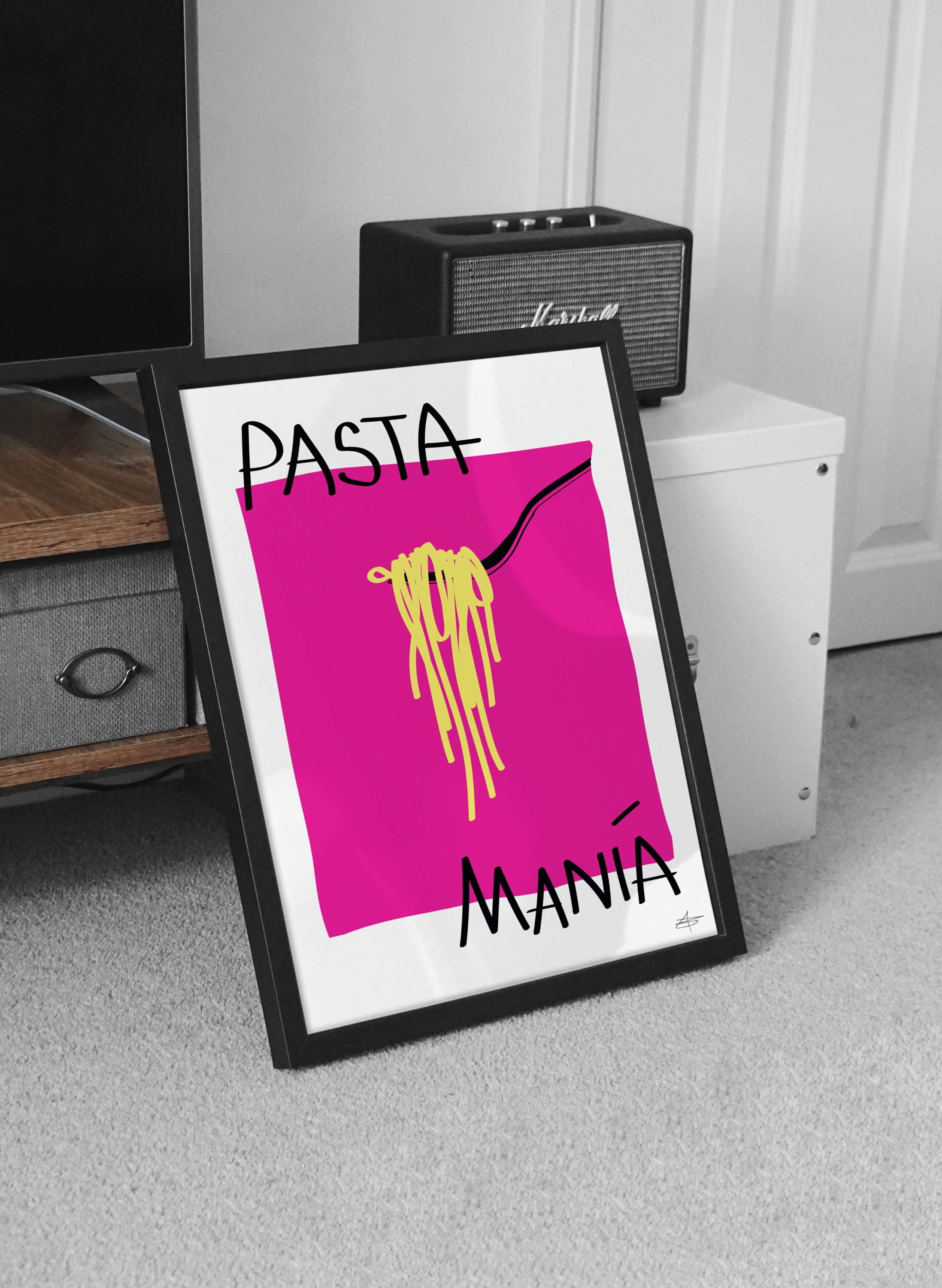 Pasta Mania, Pasta Poster, Spaghetti Wall Art, Con, Modern Kitchen ...