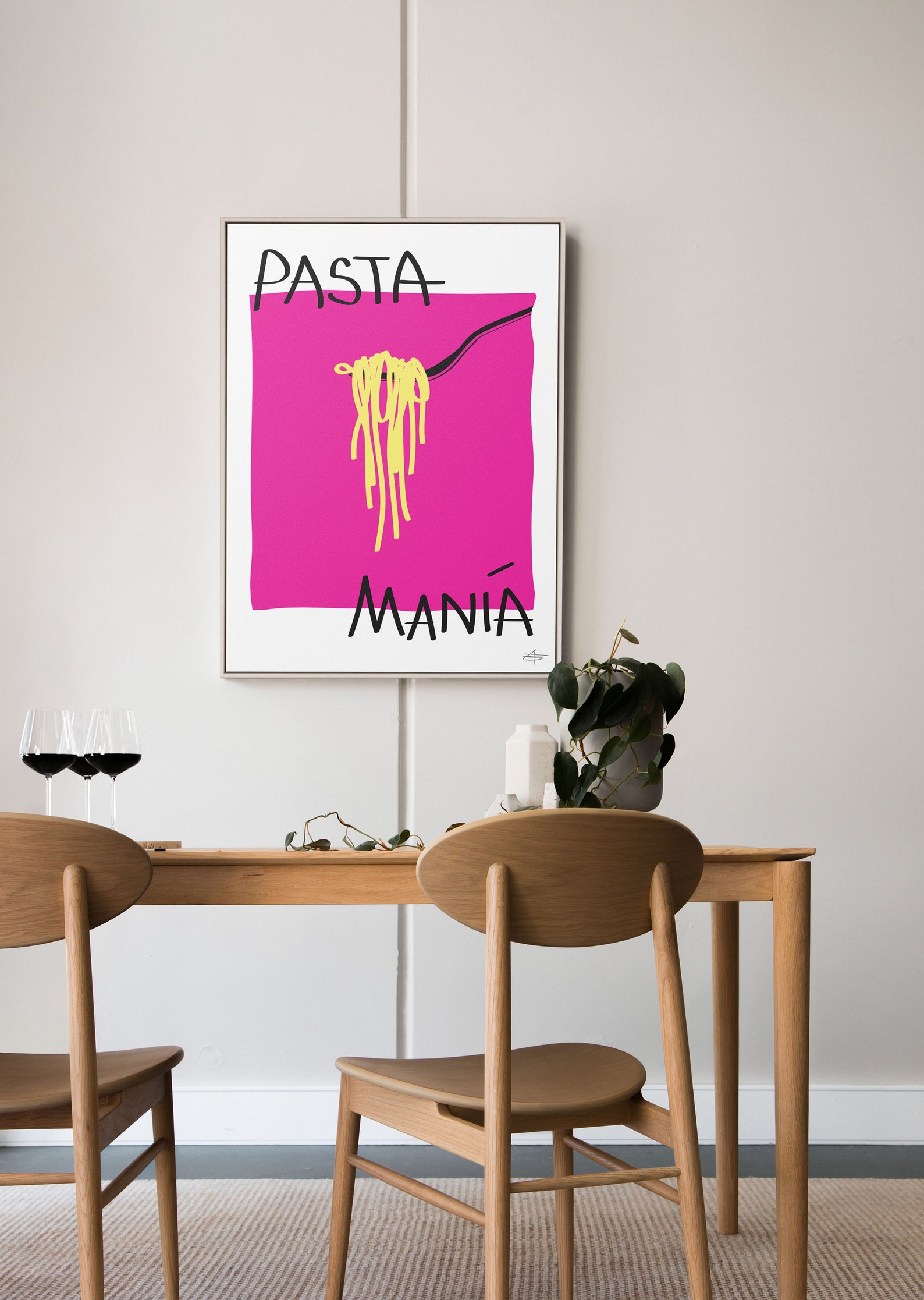 Pasta Mania, Pasta Poster, Spaghetti Wall Art, Con, Modern Kitchen ...