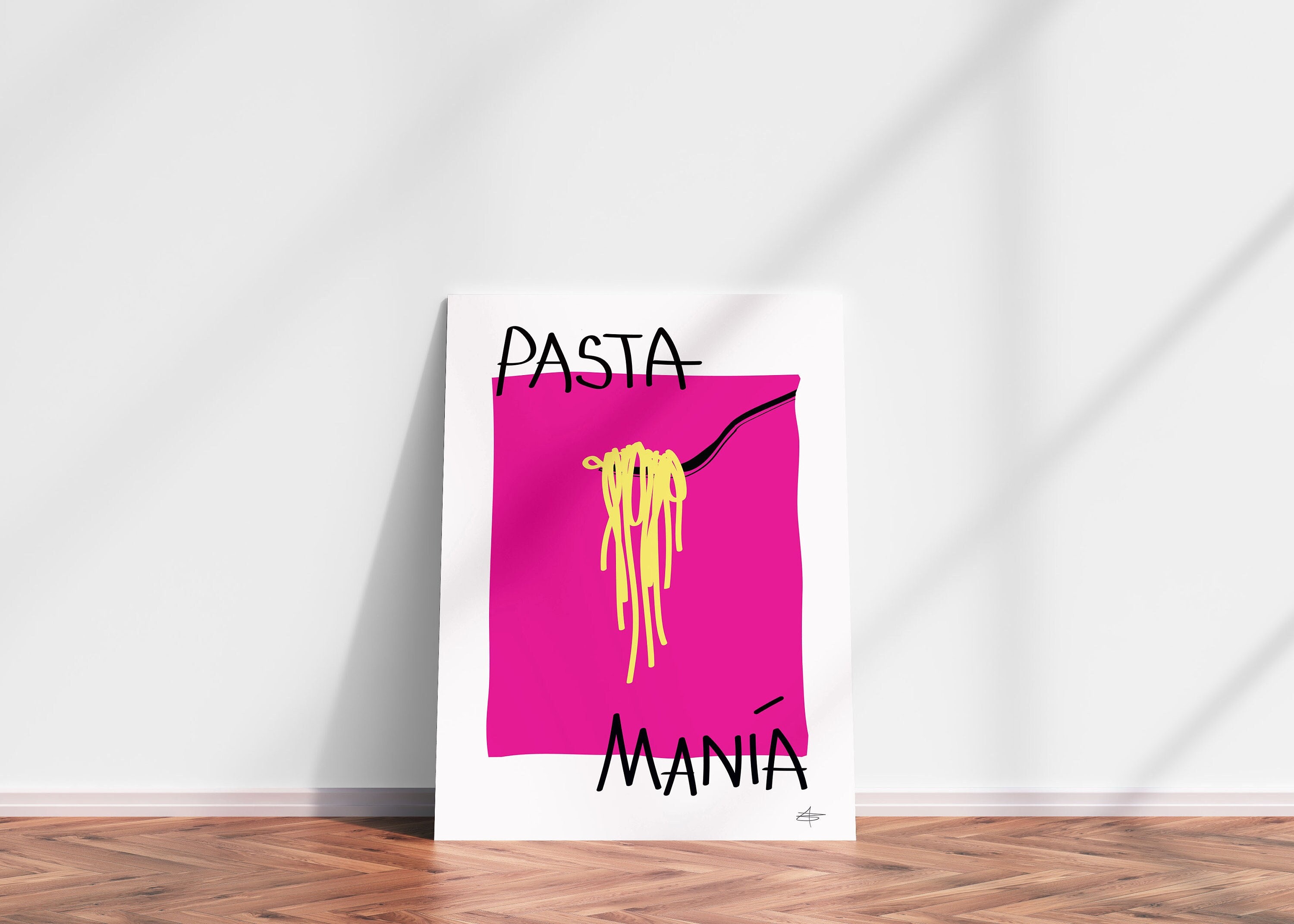 Pasta Mania, Pasta Poster, Spaghetti Wall Art, Con, Modern Kitchen ...