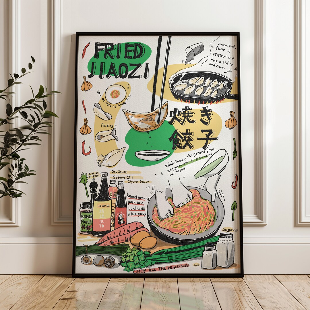 Gyo Za Poster, Dumpling Poster, Food Poster, Nude Line Drawing, Digital ...