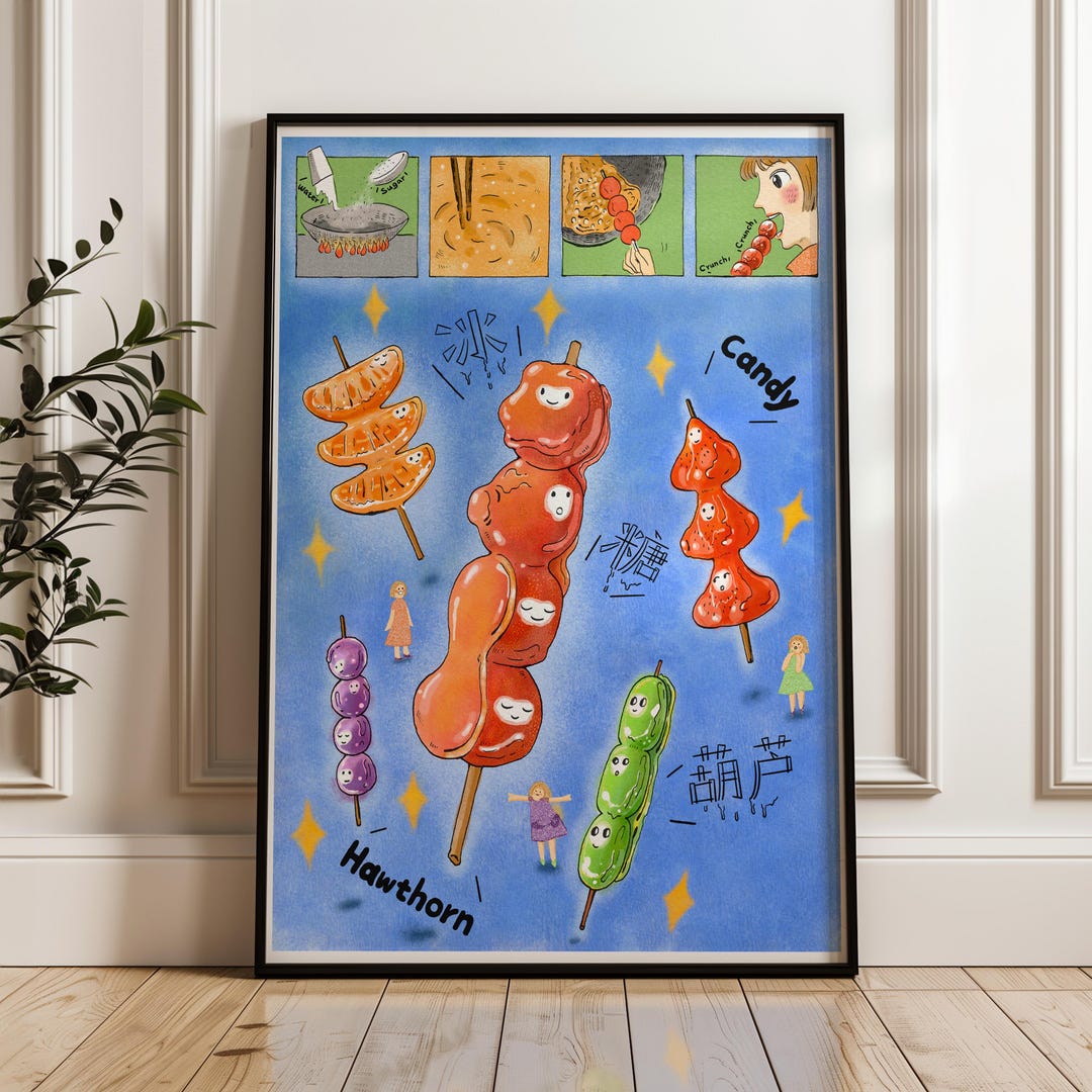 Candy Recipe Illustration: Asian Dessert Wall Art for Kitchen, Dining ...