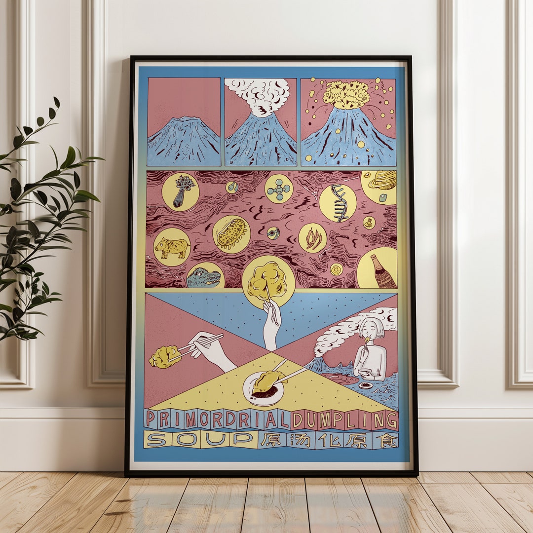 Primordial Soup & Dumpling Illustration: Japanese Kitchen Wall Art ...